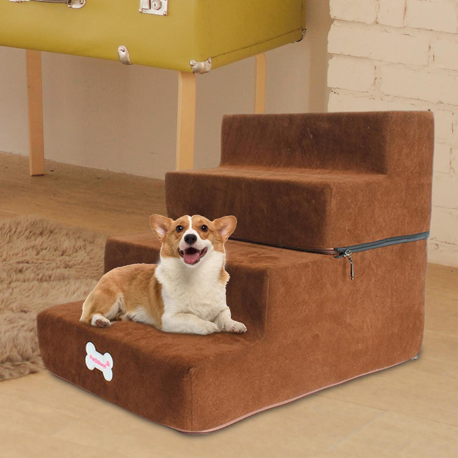 Portable Dog Steps Stair Dog Ramp Ladder Slip Washable Cover Climbing ...