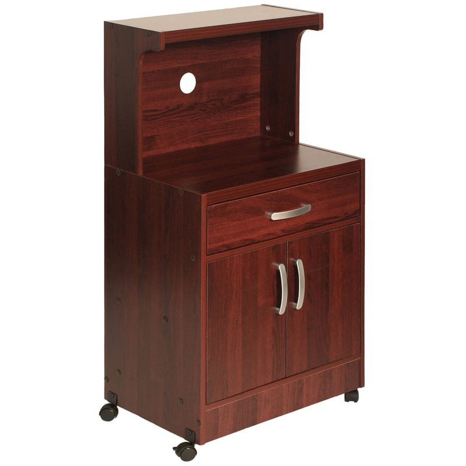 Pemberly Row Modern Kitchen Wooden Microwave Cart in Mahogany - Walmart.ca
