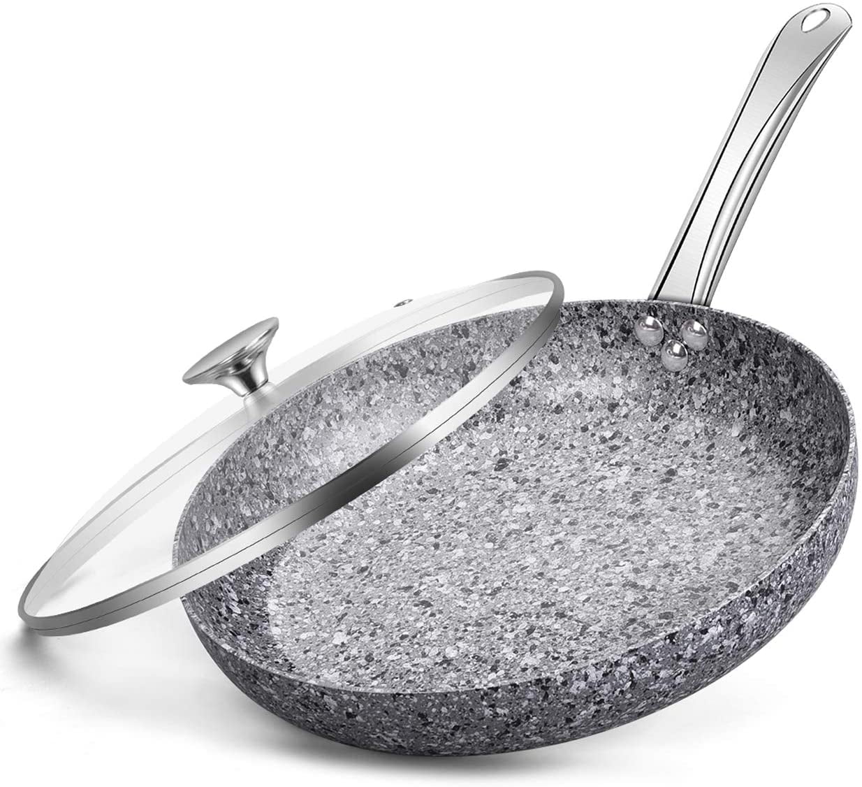 CSK Nonstick Frying Pans - 11" Frying Pan Granite Skillet with Lids ...