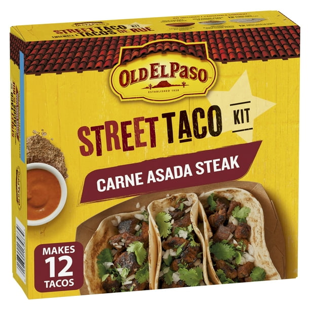 Old El Paso Street Taco Kit, Carne Asada Steak, 12 Soft Flour Tortillas ...