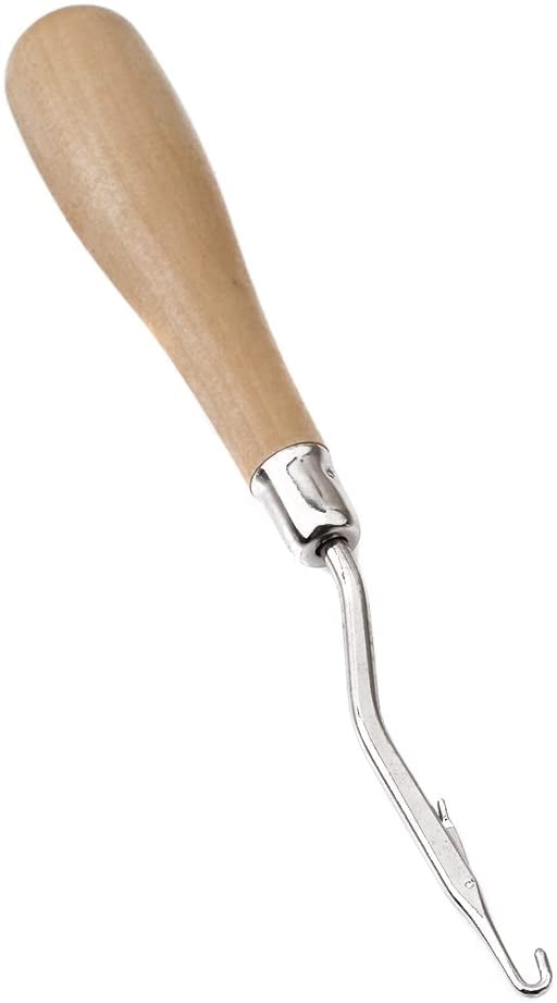 6.3 Inch Wooden Bent Latch Hook Tool, Knitting Tool for Rug Making and ...