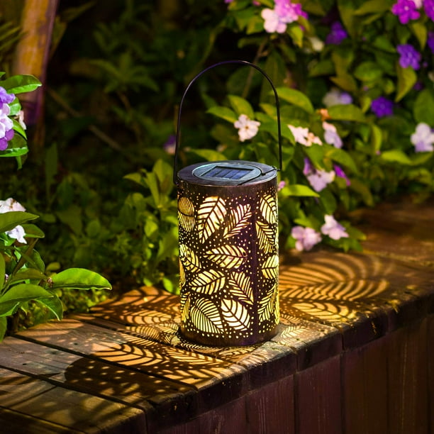 Solar Lantern, Hanging Lantern Light Garden Outdoor,Waterproof Metal ...