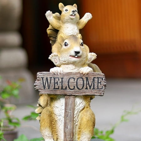 Welcome Sign Squirrel Welcome Card Resin Garden Garden Welcome ...