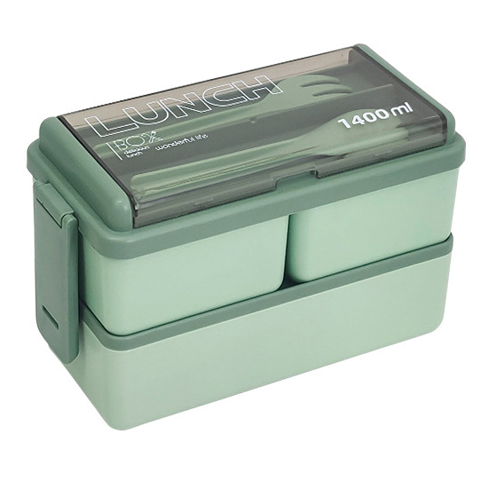 Hesroicy Double Plastic Lunch Box with Three Compartments - Sealed ...