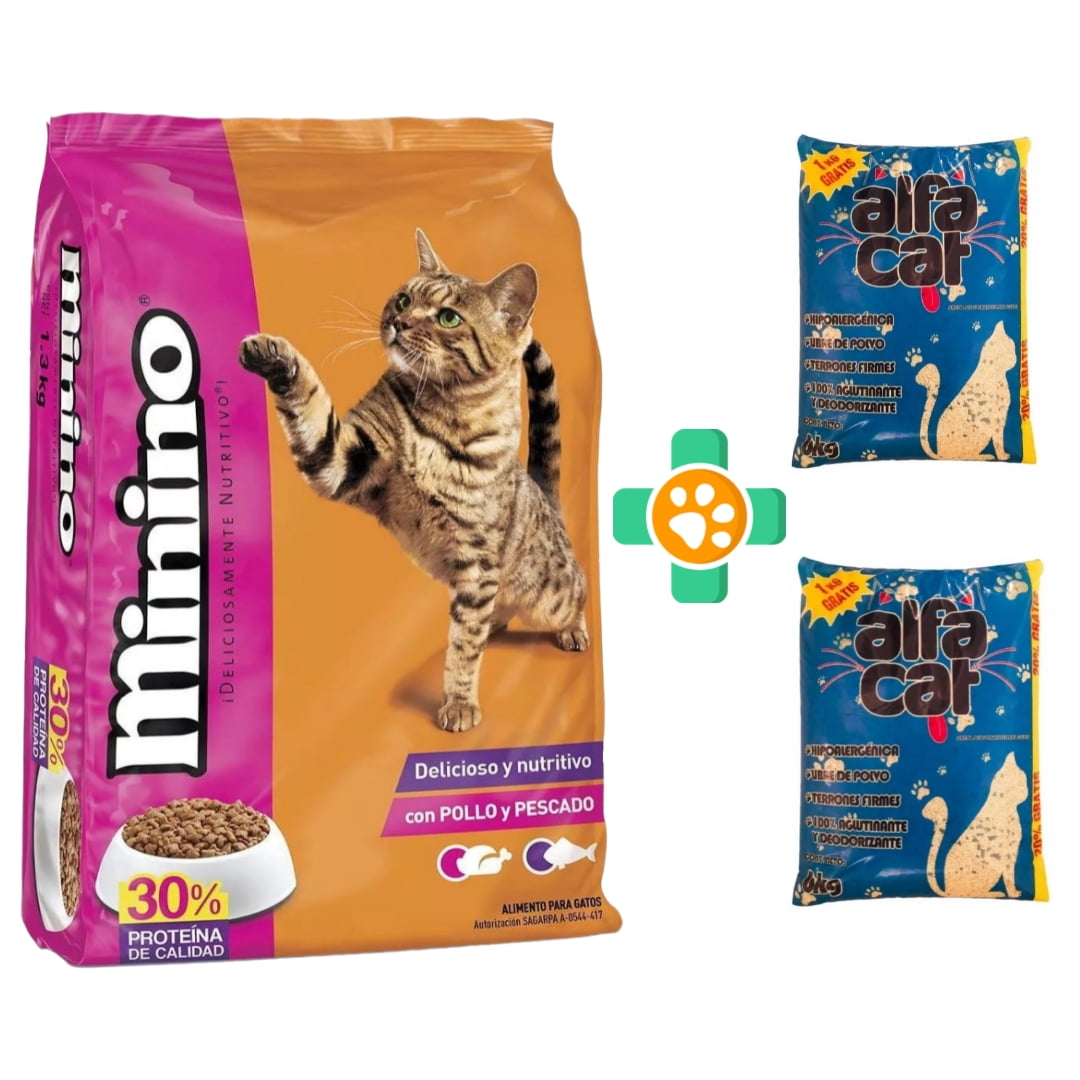 Alimento Para Gato Minino de 15 Kg + Arena Alfa Cat de 12 kg | Bodega ...