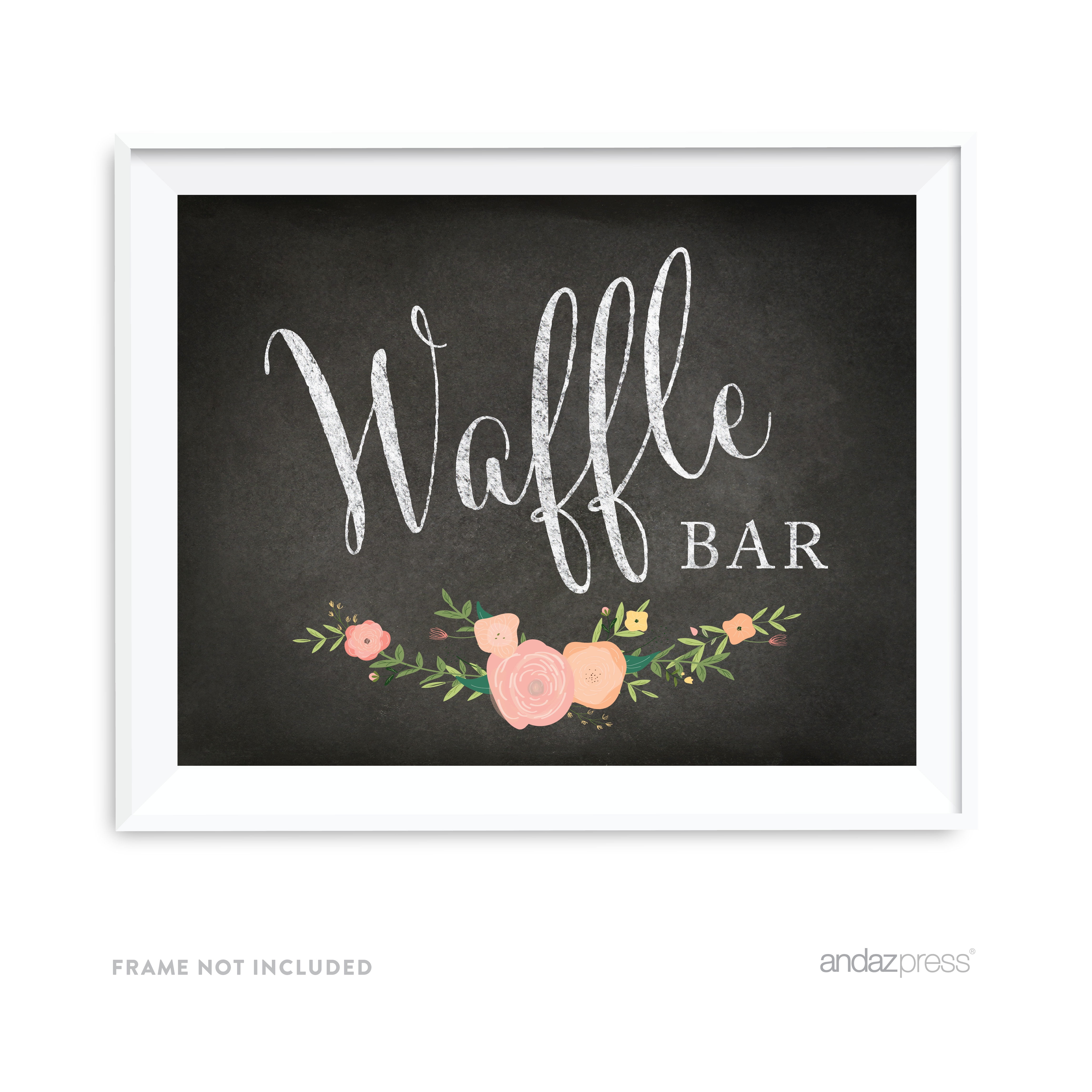 Waffle Bar Chalkboard & Floral Roses Wedding Party Signs - Walmart.com