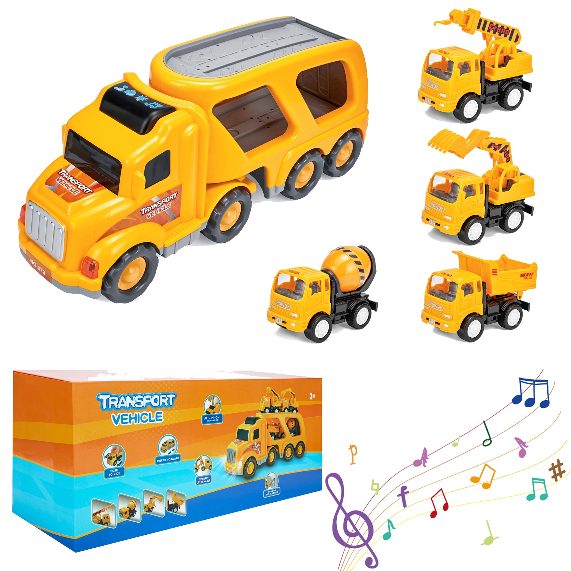 Transport Car Carrier Semi Truck Toy Set With Sounds & Lights Removable ...