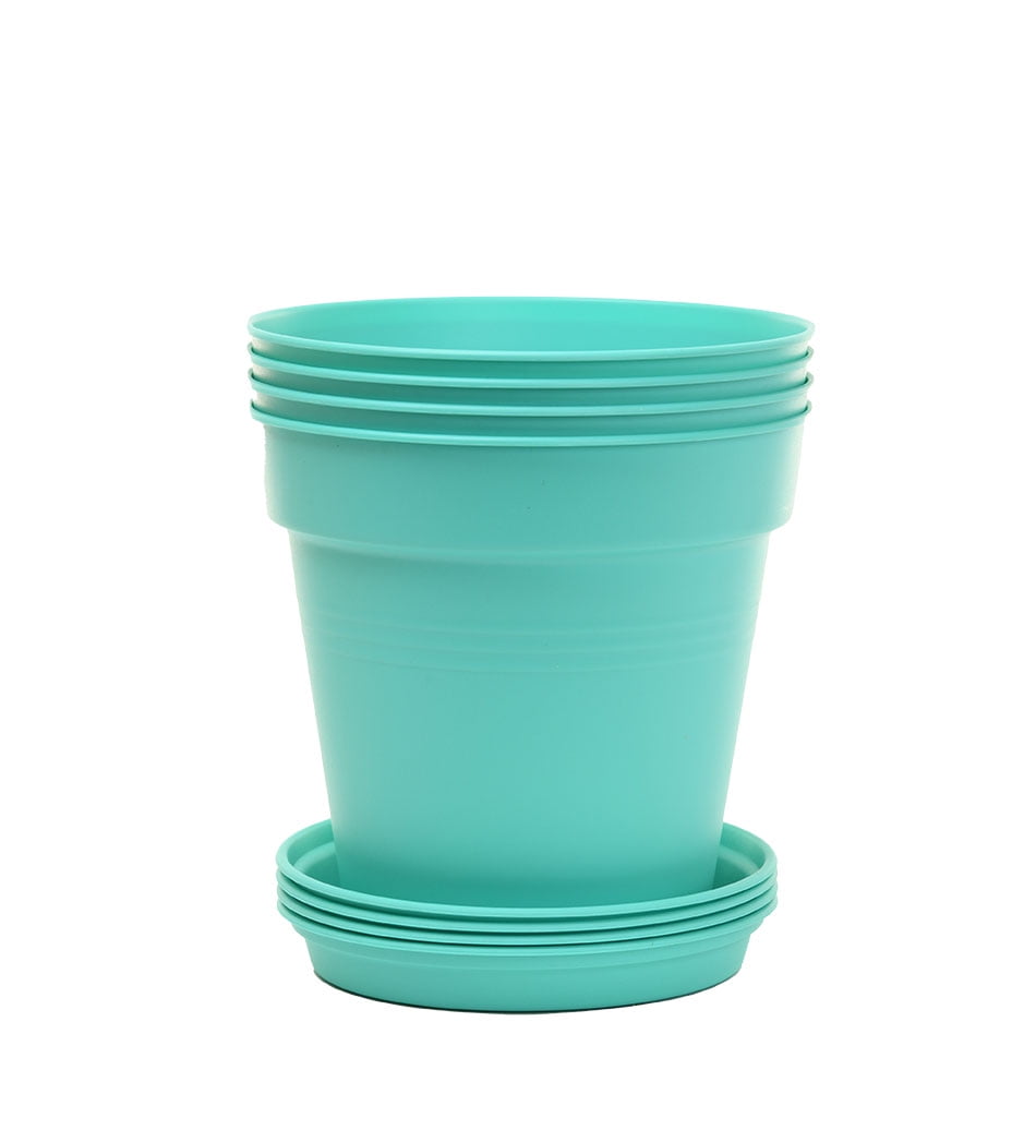 Mintra Home Plastic Garden Pots 4pk (15cm Round,Teal) - Walmart.com