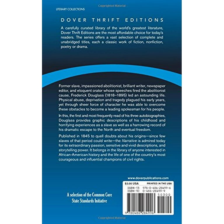 Narrative Of The Life Of Frederick Douglass Dover Thrift Edition