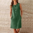 ClodeEU Women's Round Neck Half Button Sleeveless Mini Dress with ...