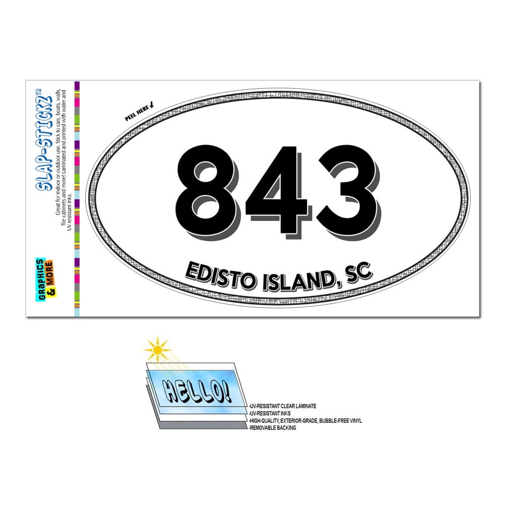 843 - Edisto Island, SC - South Carolina - Oval Area Code Sticker ...