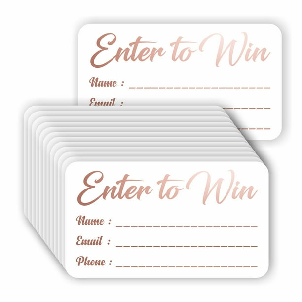 Enter to Win Cards - (Pack of 100) Rose Gold Foil Letterpress 3.5" x 2 ...
