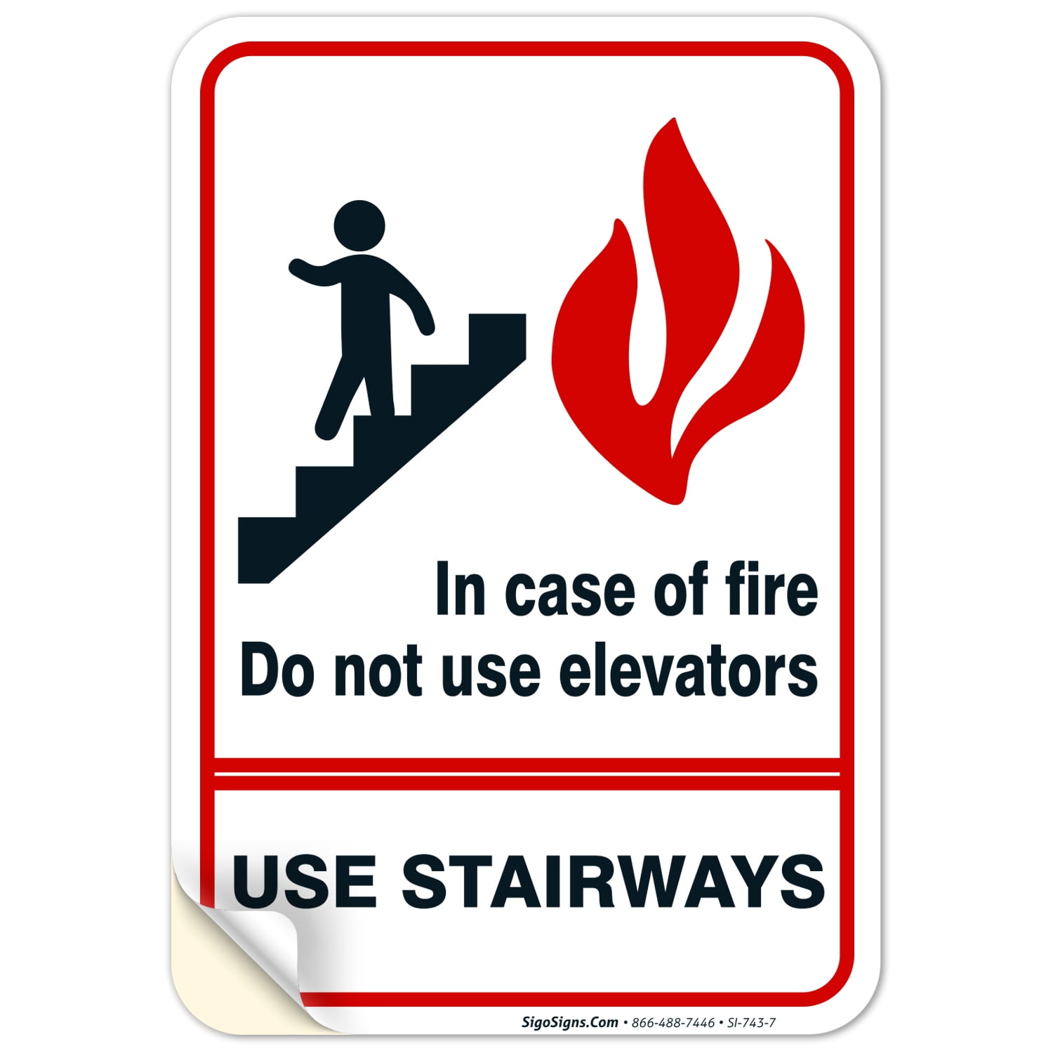 Fire Sign, in Case of Fire Do Not Use Elevators Sign, - Walmart.com