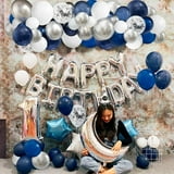 GuassLee 124pcs Blue Silver White Balloons Garland Arch Kit 5/10/12/18 Inch Royal Navy Blue ...