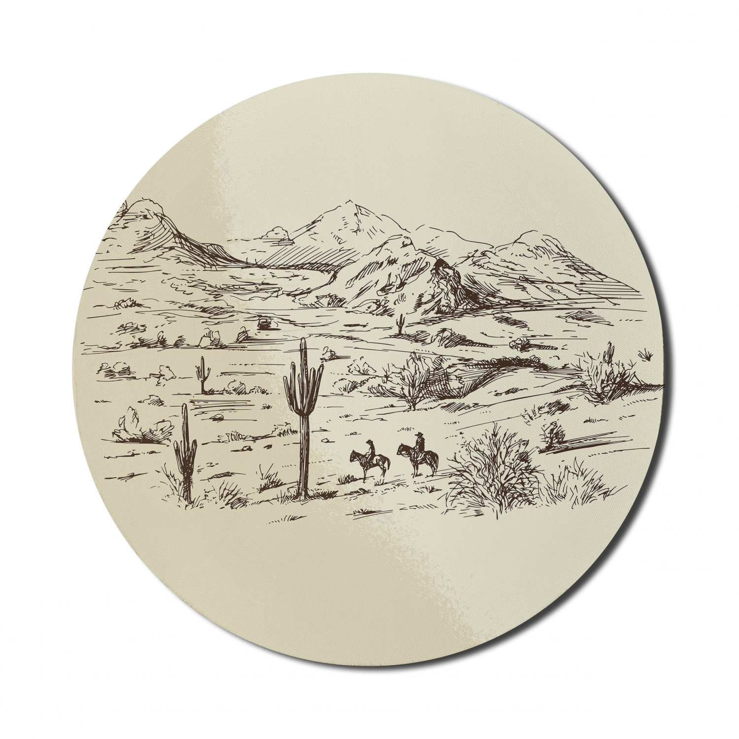Western Mouse Pad for Computers, Wild West Landscape Illustration ...