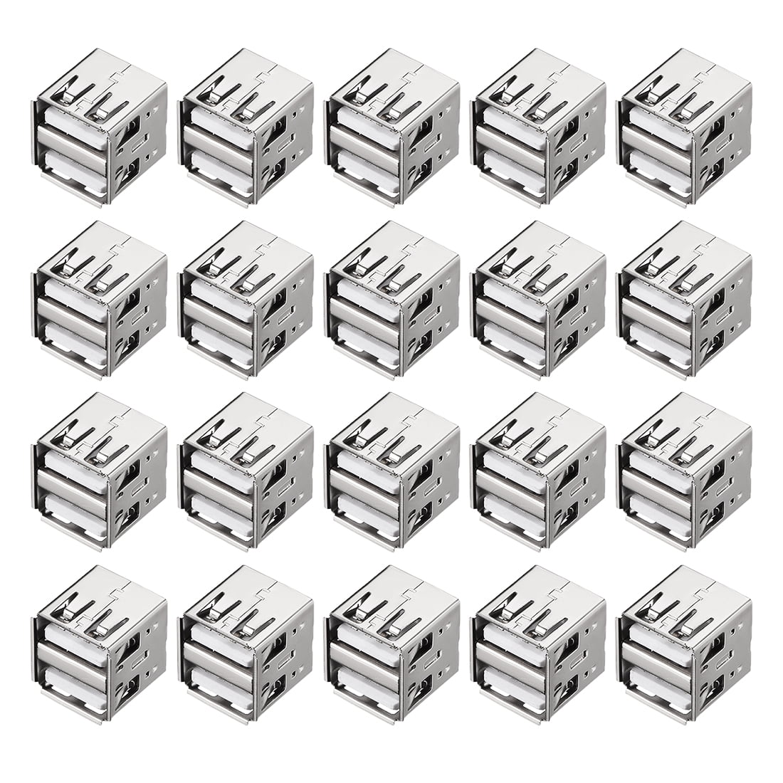 PCB USB Connector Type-A Dual Port Female Jack 8P Vertical 180 Degree ...