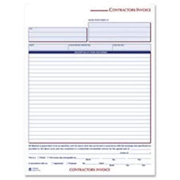 Adams Business Forms Contractors Invoice- 3-Part- Crbnls- 8-.38in.x11 ...