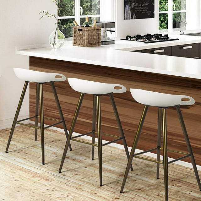 Bar Stools Set of 2, 32" High Modern Backless Counter Stools with Metal ...