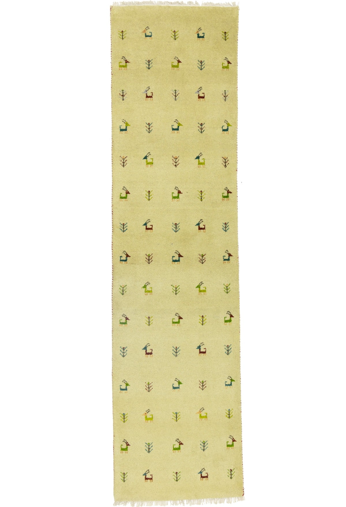 Cream/Beige Pictorial Tribal 3X10 Indo-Gabbeh Oriental Runner Rug ...