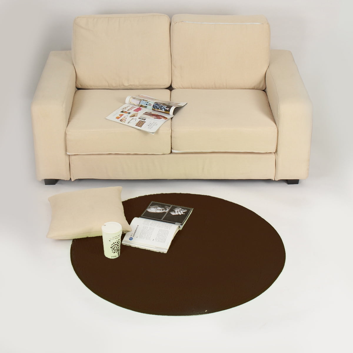 6 Colors 39 inch Circular Polyester Circle Soft Fluffy Floor Round Rug ...