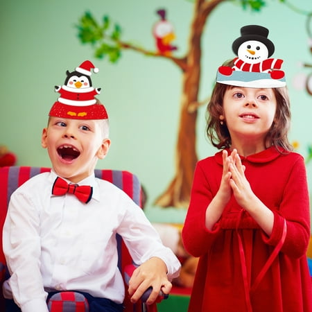 nipocaio 12 Pieces Christmas Paper Crown Party Hats for Kids Headbands ...