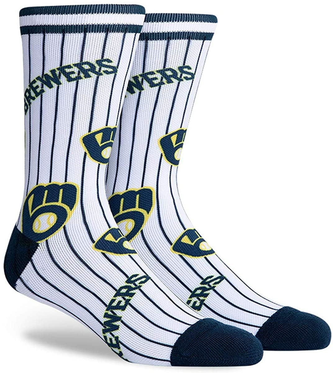 PKWY Unisex 1-Pack Brewers Crew Socks Panel Crew, Small Youth Size shoe ...