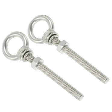 M10x70 3/8"x2.75" Stainless Steel Eye Bolts Threaded Screw Eyebolt Shoulder Ring with Nuts ...
