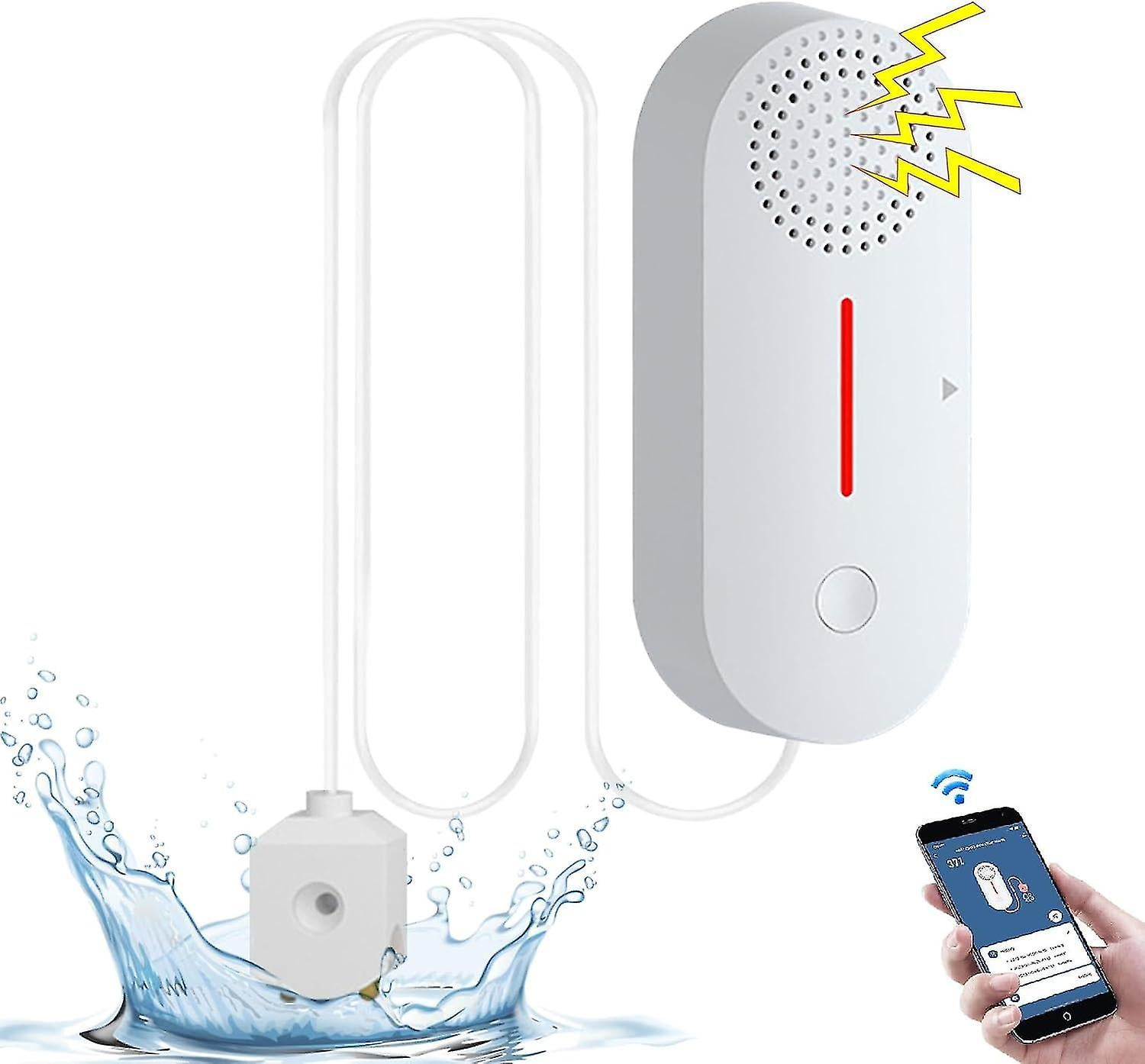 Water Leak Detector WiFi, Low Water Level Alarm, 100dB Loud Water Alarm ...