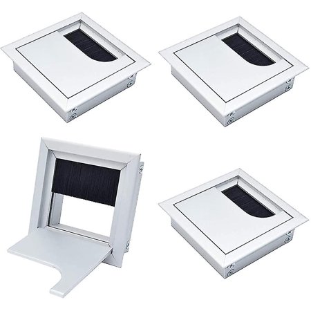 4pcs Computer Desk Grommet Square Desk Grommet Aluminum Cable Hole ...