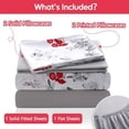 Floral Queen Size Bed Sheet Set, 6 Piece, Deep Pocket Light Grey Fitted ...