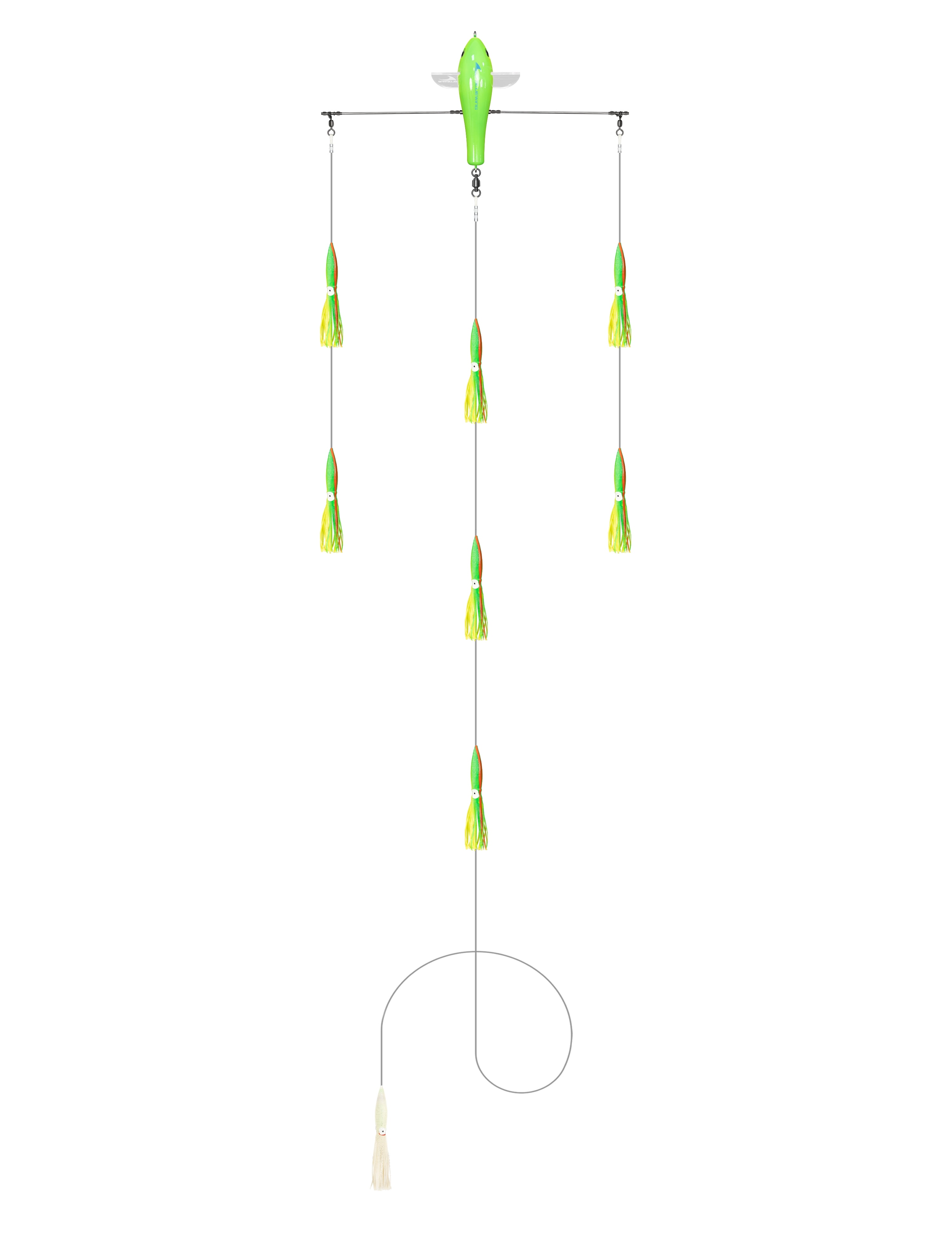 BLUEWING 18in Fishing Spreader Bar Splasher Baits 6in Bulb Squids and ...