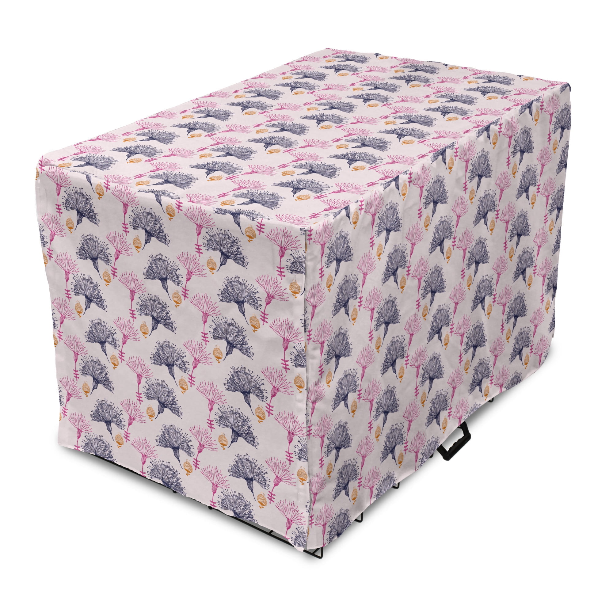 Floral Dog Crate Cover, Vertically Arranged Dandelion Flowers Thin ...