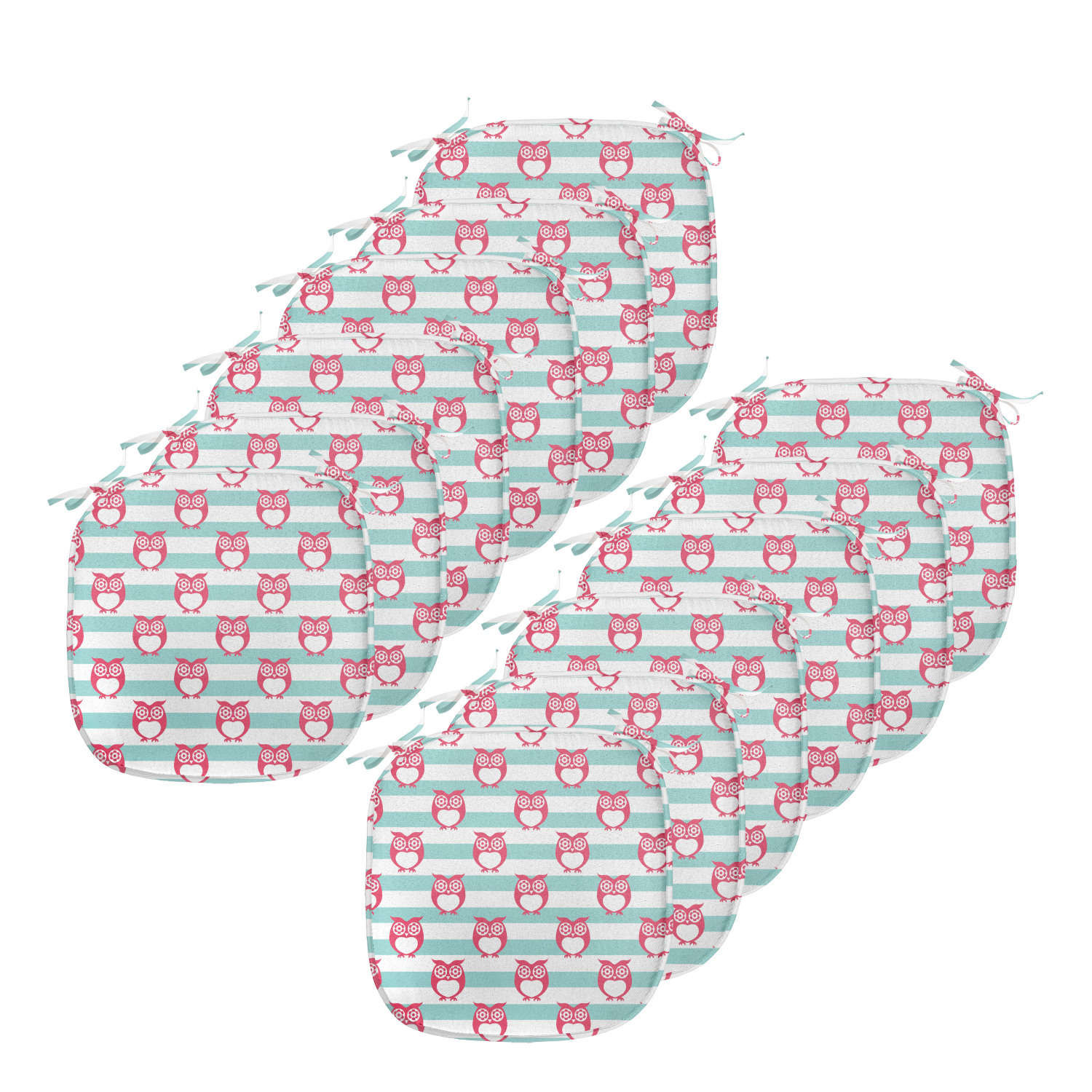 Owl Chair Seating Cushion Set of 12, Large Flower Eyed Owls Pattern ...