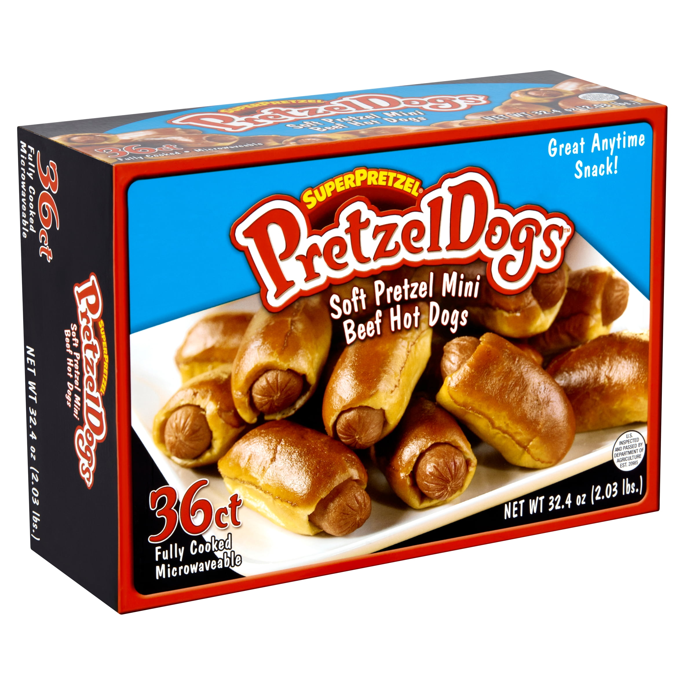 SuperPretzel Pretzel Dogs Soft Pretzel Mini Beef Hot Dogs, 36 count, 32 ...