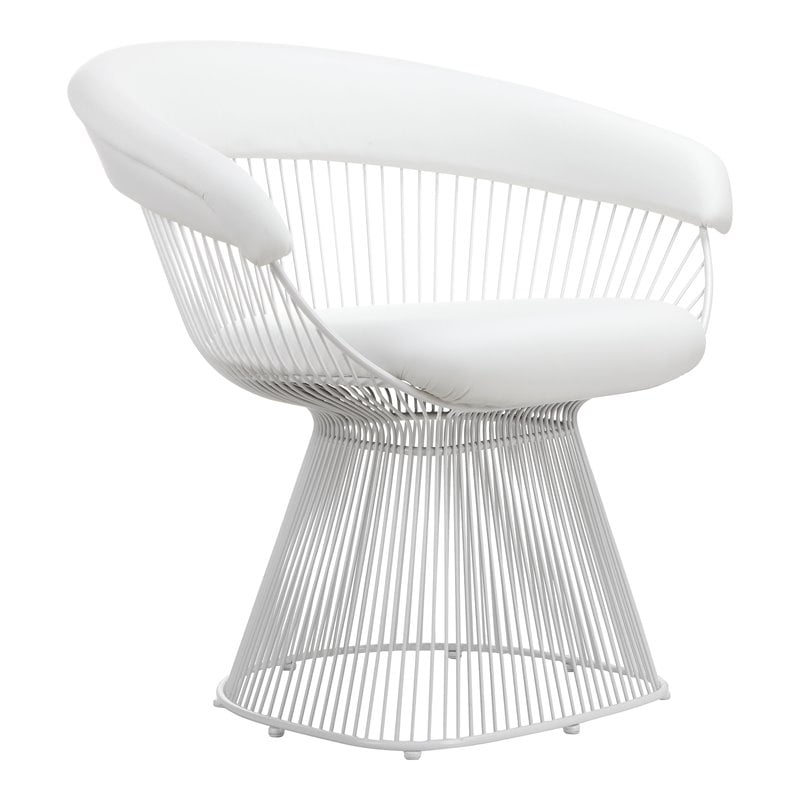 Pangea Home Fern 19" Ivy Modern Faux Leather & Polished Steel Chair in ...