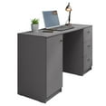 Madesa Modern 53 inch Grey Executive Office Desk with Storage, Wood PC ...