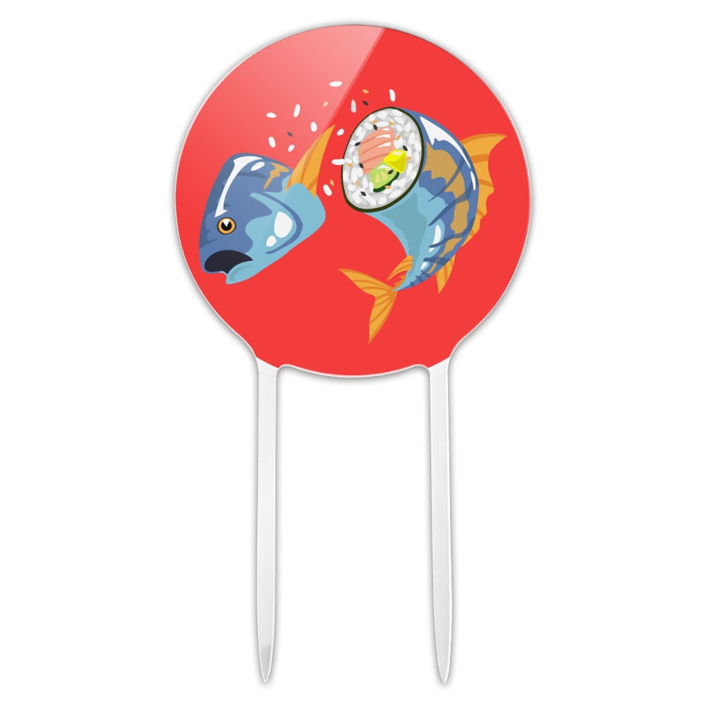 Acrylic Sushi Tuna Fish Yellowtail Roll Cake Topper Party Decoration ...
