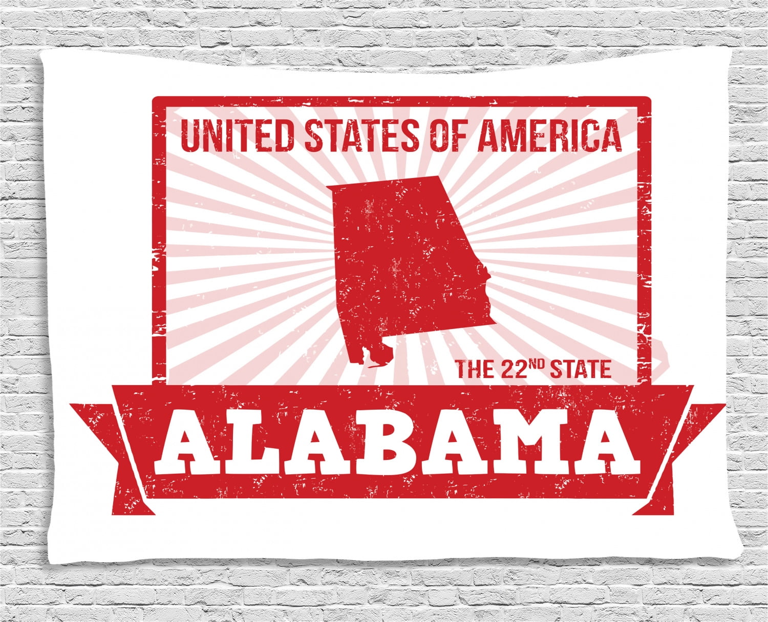 Alabama Tapestry, State of Alabama Map on Grungy Radiating Lines ...