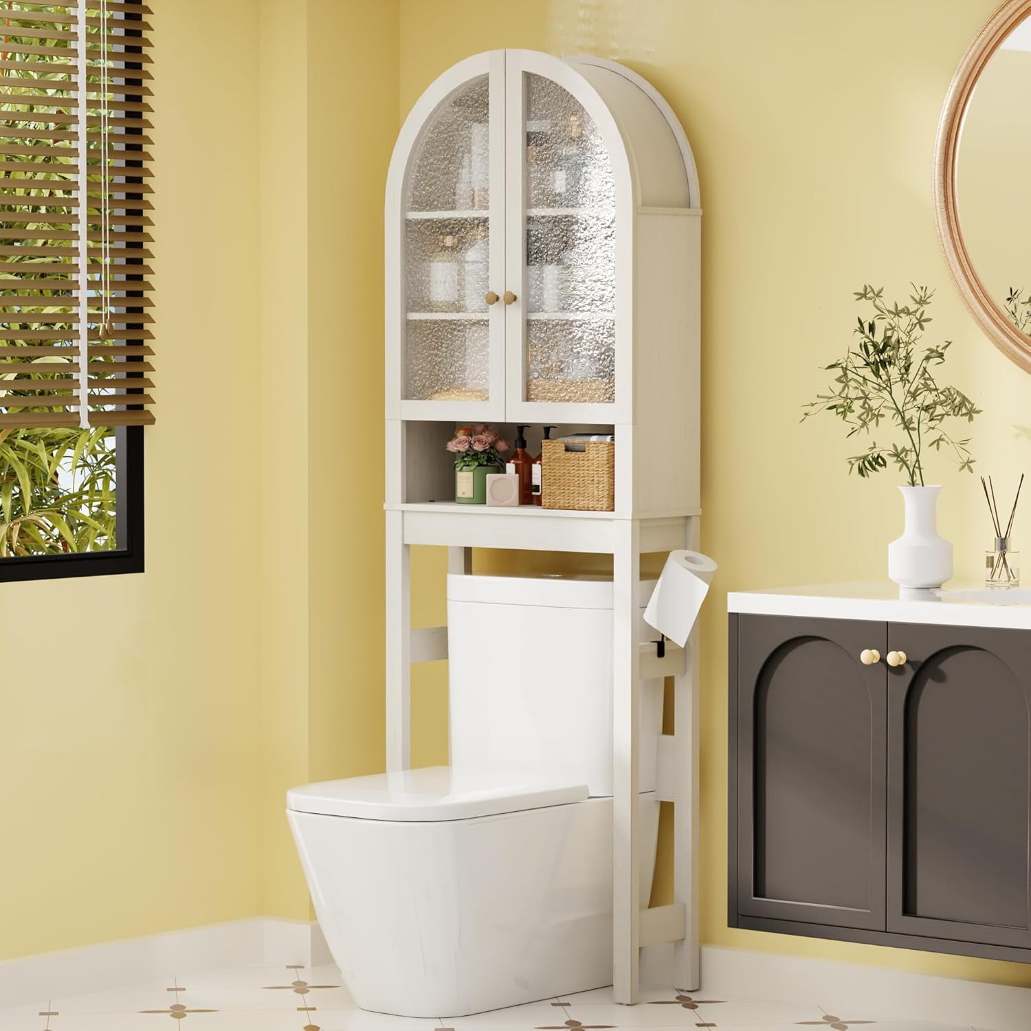 Over The Toilet Storage Cabinet 23.7\u201DW Cabinet with Rattan Doors ...