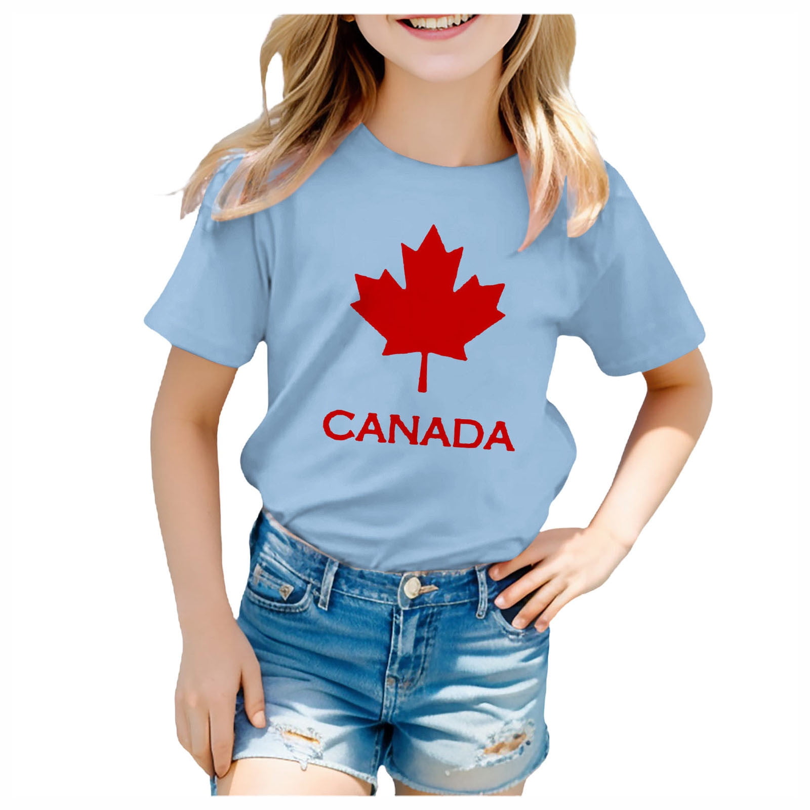 Click here for Gdreda Canada Shirt Flag Print Girls Short Sleeve... prices