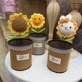 Artificial flower knitted sunflower pen holder, practical gift ornament ...
