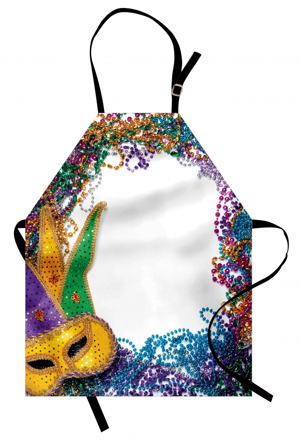 Mardi Gras Apron Colorful Framework Design with Vibrant Beads and Mask ...