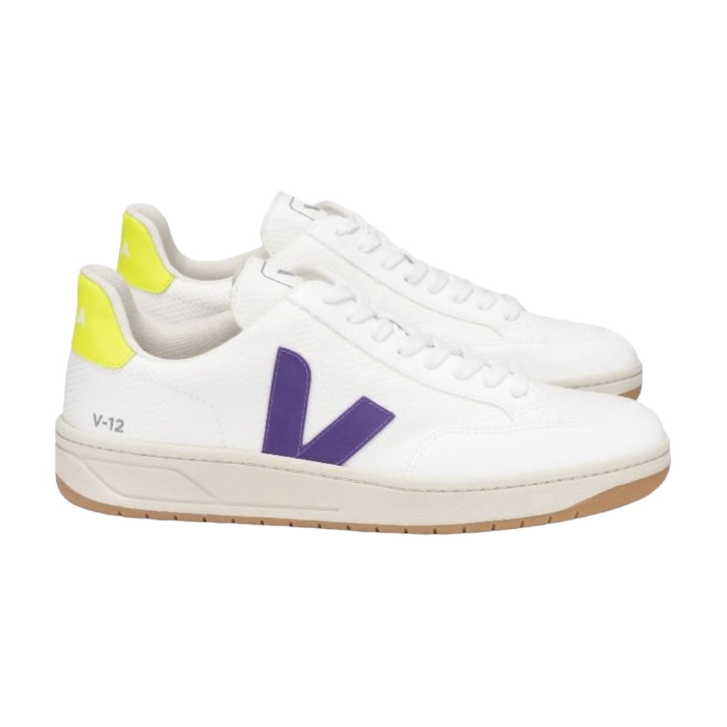 Tenis Veja V-10 de Piel Sintética Blanca con Logo Morado Talla 24 ...