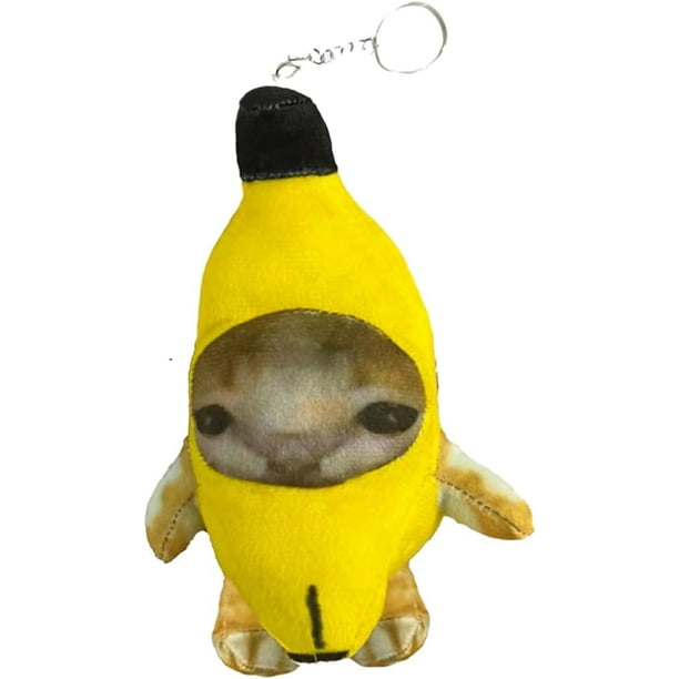 Crying Banana Cat Plush Keychain,Funny Crying Sad Cat Stuffed Animals ...