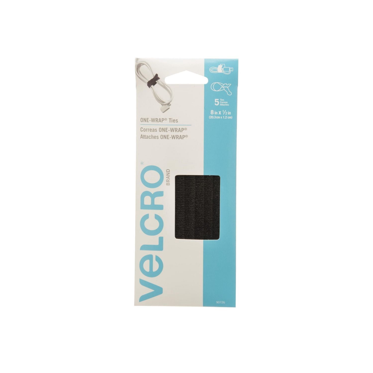 Click here for Velcro One-Wrap Ties 8in X 1/2in. Black. 5 Ct. prices