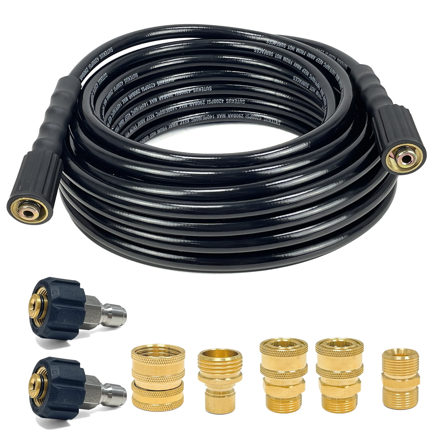 Sutekus 50FT Pressure Washer Hose With Quick Connect Kits 42000 PSI ...