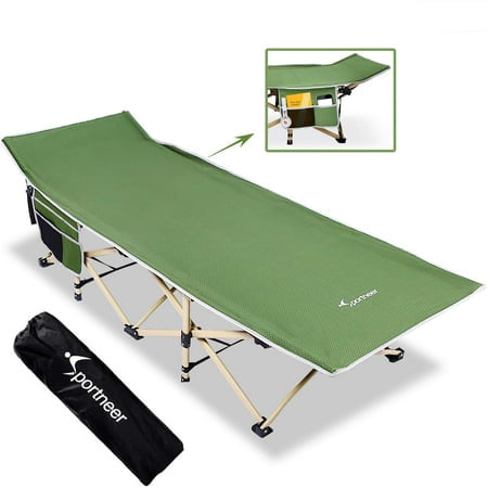 Camping Cot,Cot Sleeping Cot 450 LBS 2 Side Pockets Camping Cots for ...