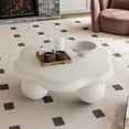 AUU 35" Cream Cloud Shaped Coffee Table, Petal-Shaped Modern Minimalist ...