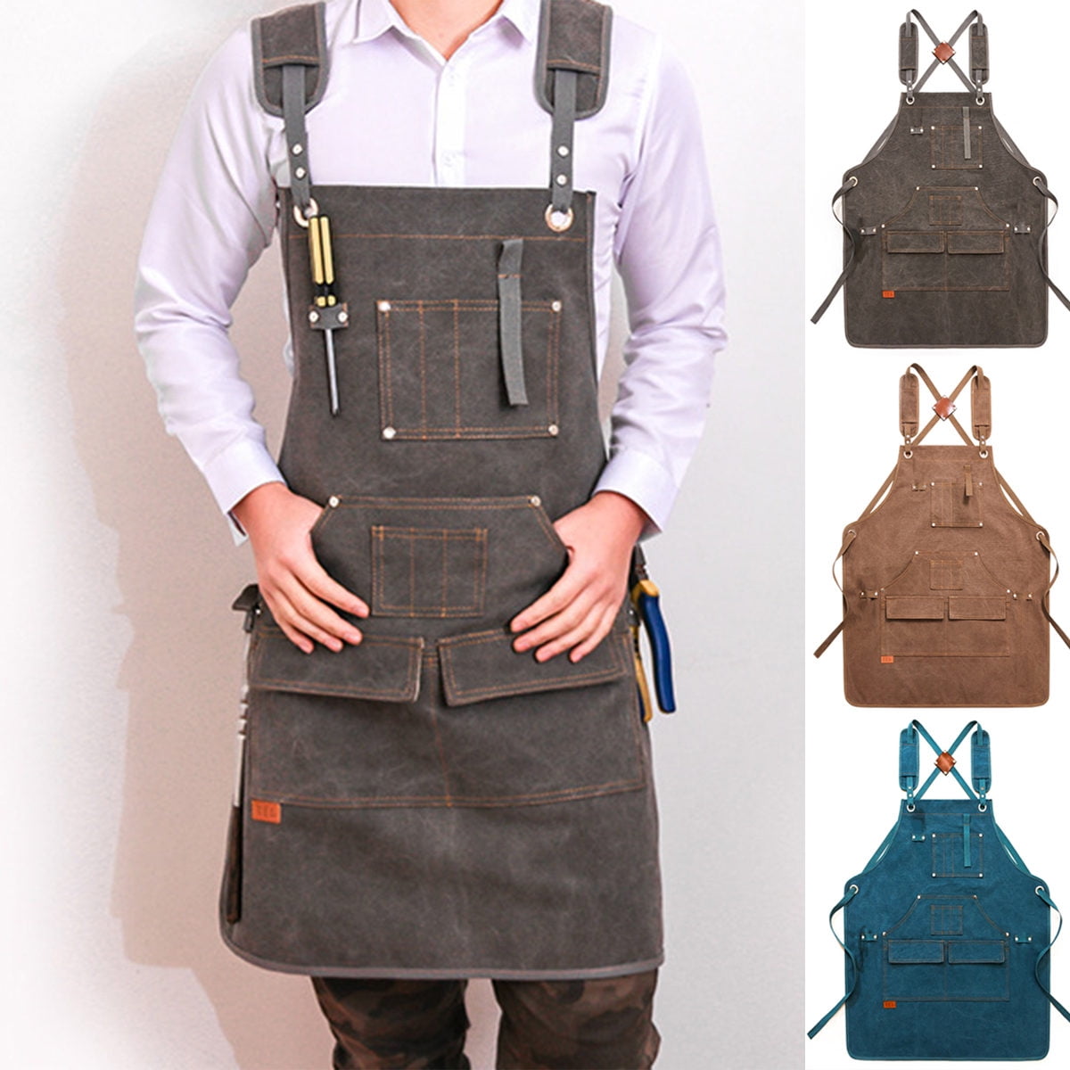 Dream Lifestyle Canvas Work Apron, Heavy Duty Tool Apron for Men & Women with Loop, Multiple ...