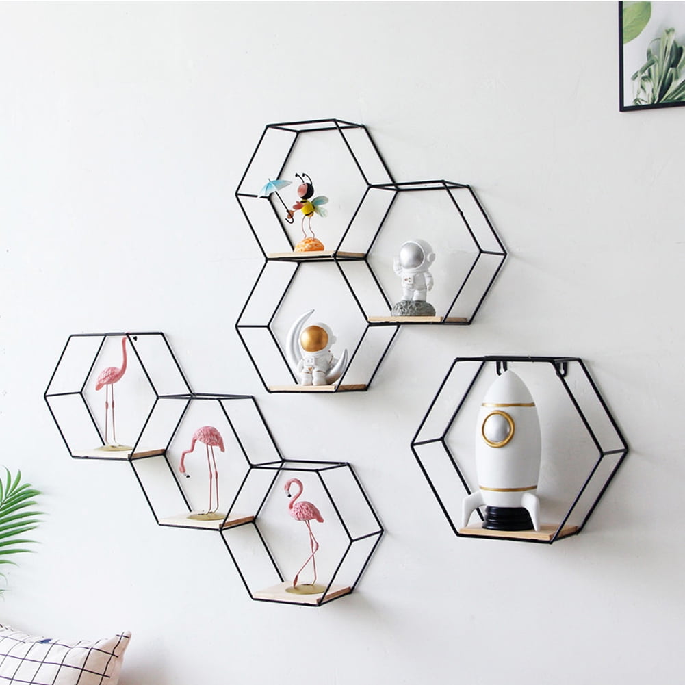 Yirtree Geometric Hexagon Shaped Floating Shelves, Honeycomb Shelves ...